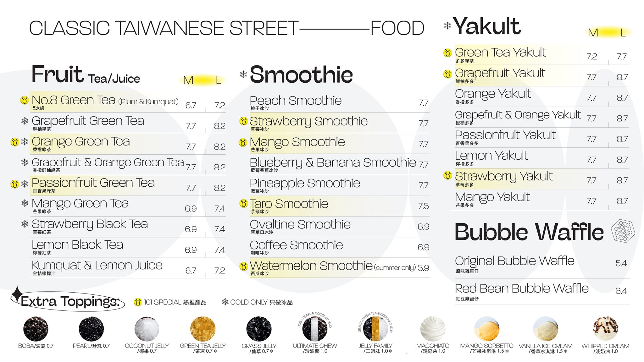 Menu - 101 Canada Boba